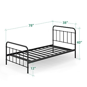 ZINUS Florence Full Panel Metal Platform Bed Frame / Mattress Foundation / No Box Spring Needed / Easy Assembly, Black, Twin