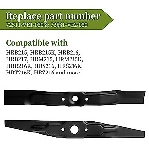 Replacement 72511-VE1-020 & 72531-VE2-020 21" Blade Kit Compatible with HRB215 HRB216 HRB217 HRM215 HRR216 HRS216 HRT216 Lawn Mower, 2 Pack