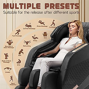 2023 Massage Chair Recliner, Zero Gravity Full Body Massage Chair with Airbags, Heating, Bluetooth Speaker and Foot Rollers (Black)