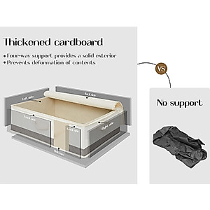 LoforHoney Home Under Bed Storage Containers, Underbed Storage Bins with Clear Window, Under Bed Clothes Storage Box, Foldable Storage Baskets for Organizing, Beige & Gray, 2-Pack, 21.7x16.5x7.1