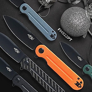 Firebird Ganzo FH922PT-GY EDC Folding Pocket Knife Razor Sharp D2 Stainless Steel Black Blade G10 Handle with Clip Outdoor Foldable Pocket Knife Hunting Fishing Hiking Gear Best Gift for Men (Gray)