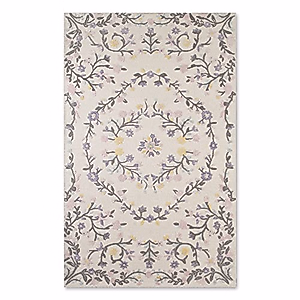 Delta Children Hand-Tufted Wool Blend Area Rug 5x8, Floral Garden