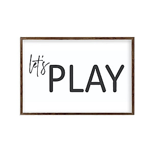 Wood Frame Sign Let's Play Sign Playroom Sign Kids Room Decor Wall Plaque Toy Room Farmhouse Nursery Sign 8 x 12 inch
