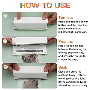 ZKIRON Mini Bag Heat Sealer - Portable Handheld Food Sealer Bag Resealer, Smart Heat Sealer Machine for Chip Bags, Plastic Bags, Snack Bags - Perfect for Food Preservation and Travel (White)