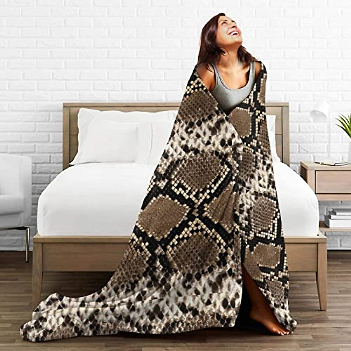Snake Skin Blanket Air Conditioning Blanket Blanket Soft, Cool Throw Blanket Flannel Animal Blanket(80"x60")