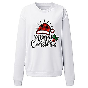Franterd Women Shirts Plus Size Christmas Graphic 3D Owl Print T-Shirt Long Sleeve Loose Xmas Top Tee Casual Blouse White