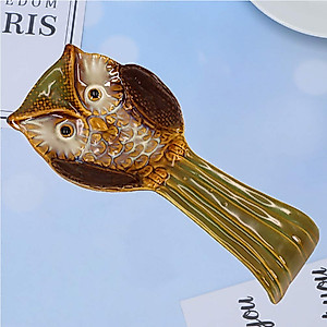 Hemoton Ceramic Spoon Holder Owl Spoon Rest Stove Top Ladle Holder Ceramic Utensil Rest Cooking Spoon Spatula Fork Holder for for Kitchen Dining Table Restaurant