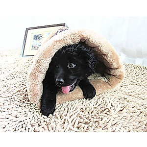 S-Lifeeling 2-in-1 Cat Pet Bed Tunnel Fleece Tube Indoor Cushion Mat Pyramid Pad for Dog Puppy Kitten Kitty Kennel Crate Cage- Shack House-color random