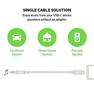 Belkin Rockstar Usb-C to Aux Cable (Usb-C to 3.5mm Audio Cable, Usb-C to Audio Cable) for Note10, Pixel3, iPad Pro and More (3ft, Black), F7U079bt03-BLK