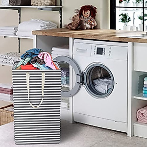 QEIDLHF 2-Pack Laundry Hamper 75L Basket Collapsible Large Clothes Storage Basket with Easy Carry Handles Freestanding Waterproof Clothes Hamper for Clothes Toys Organizer, Grey