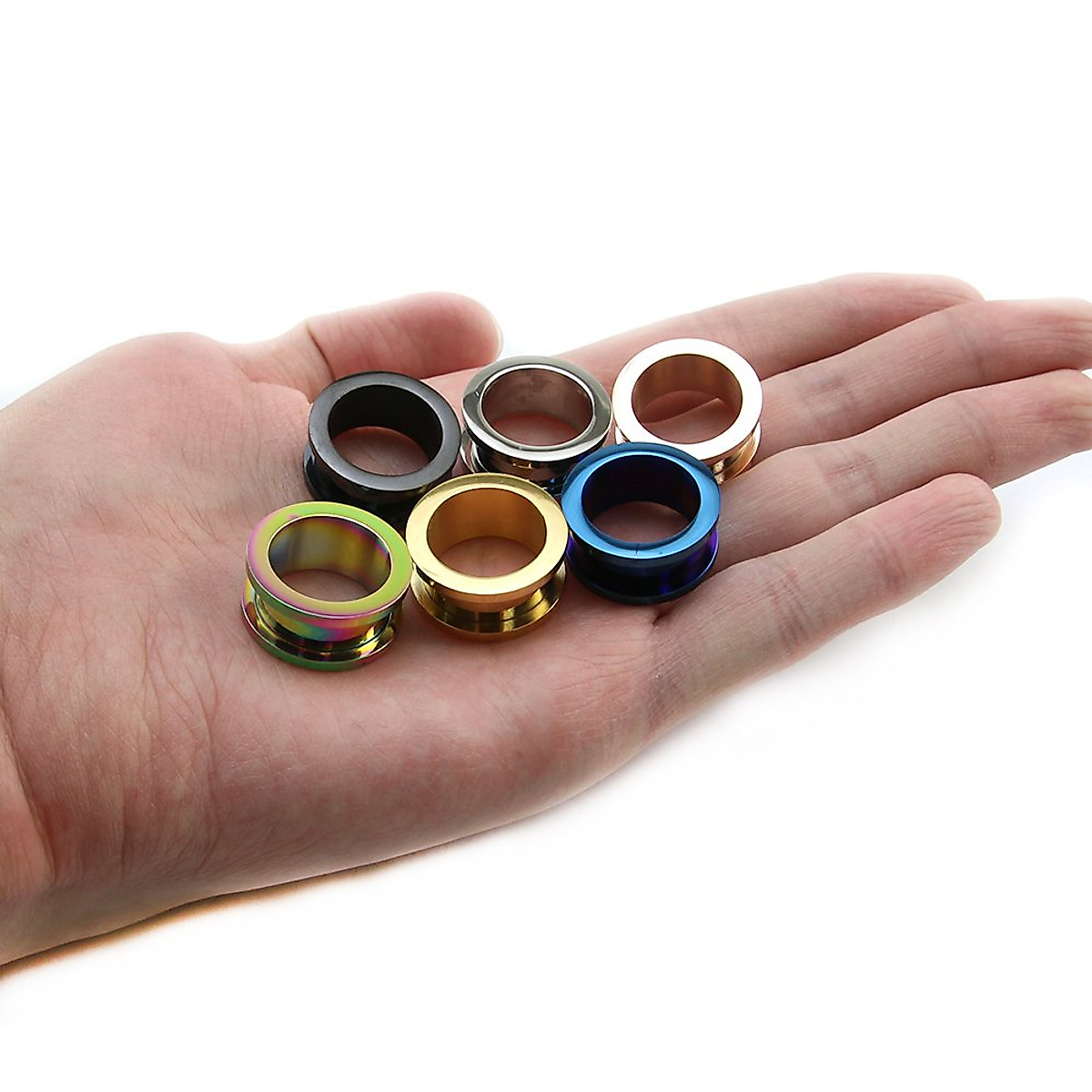 ZS 6 Pairs Stainless Steel Screw Fit Tunnels Plugs Flesh Expander Stretcher Ear Gauges Piercing (Gauge=7/16"(11mm))