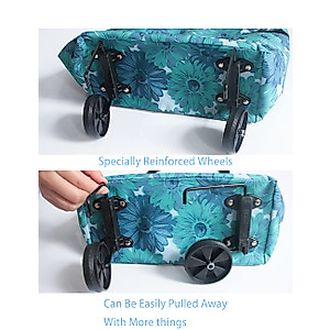 Folding Shopping Cart with Wheels Fashionable and Practical Shopping Carts, Grocery Cart on Wheels Used for Picnic Trips to Buy Vegetables(Orchid)