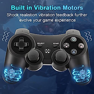 YU33 2 Pack Wireless Controller Works for PS3 Controller, Control for Playstation 3 Controller Wireless, Remote/Mando/Controles de pa3 with Charging Cable, 2023, New Black and White