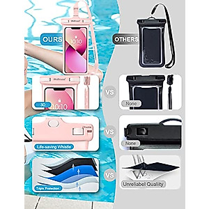 wellhouse Universal Waterproof Phone Pouch, Waterproof Phone Case Compatible for iPhone 14 13 12 11Pro Max XS Plus Samsung Galaxy S22 Cellphone Up to 7.0", IPX8 3D Cellphone Dry Bag for Vacation Pink