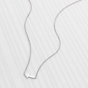 Silpada Sideways Cross Necklace for Women, White .925 Sterling Silver, Jewelry Gift Ideas, Simplex', 16"