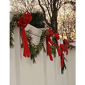 12-Pack Christmas Bows 10" x 26" Handmade with 2.5" Red Velvet Red Wired Edge Ribbon Indoor Outdoor Handmade Wreath Bows | The Handmade Bow