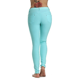 Prolific Health Women's Jean Look Jeggings Tights Slimming Many Colors Spandex Leggings Pants S-XXXL (X-Large, Turquoise)
