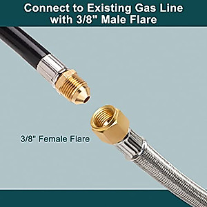 GASPRO 6-Foot Propane Hose Extension for Propane Devices with 3/8" Male Flare, for RV, Gas Grill, Heater, Burner and More, Flexible and Durable