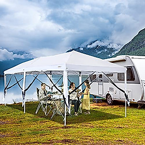 VINGLI 10x20 Pop Up Canopy with Sidewalls Wheeled Bag Pop Up Screen Tent Camping Gazebo Screened in Canopy for Camping Canopy Tent with Netting (White)