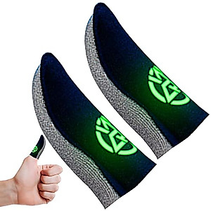 Gecorid Finger Sleeves - Anti-Sweat Thumb Sleeves with Silver Fiber,0.3mm Luminous Thumb Sleeves Mobile Finger Protector Breathable Seamless Thumb Finger Sleeve for Mobile Game Controllers