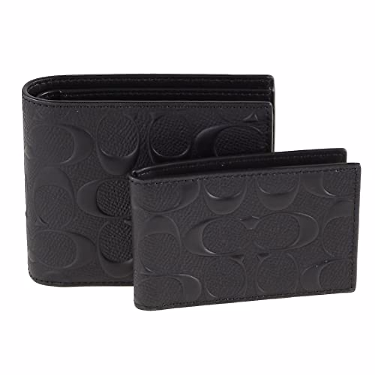 COACH COMPACT ID WALLET IN SIGNATURE CROSSGRAIN LEATHER,F75371 BLACK