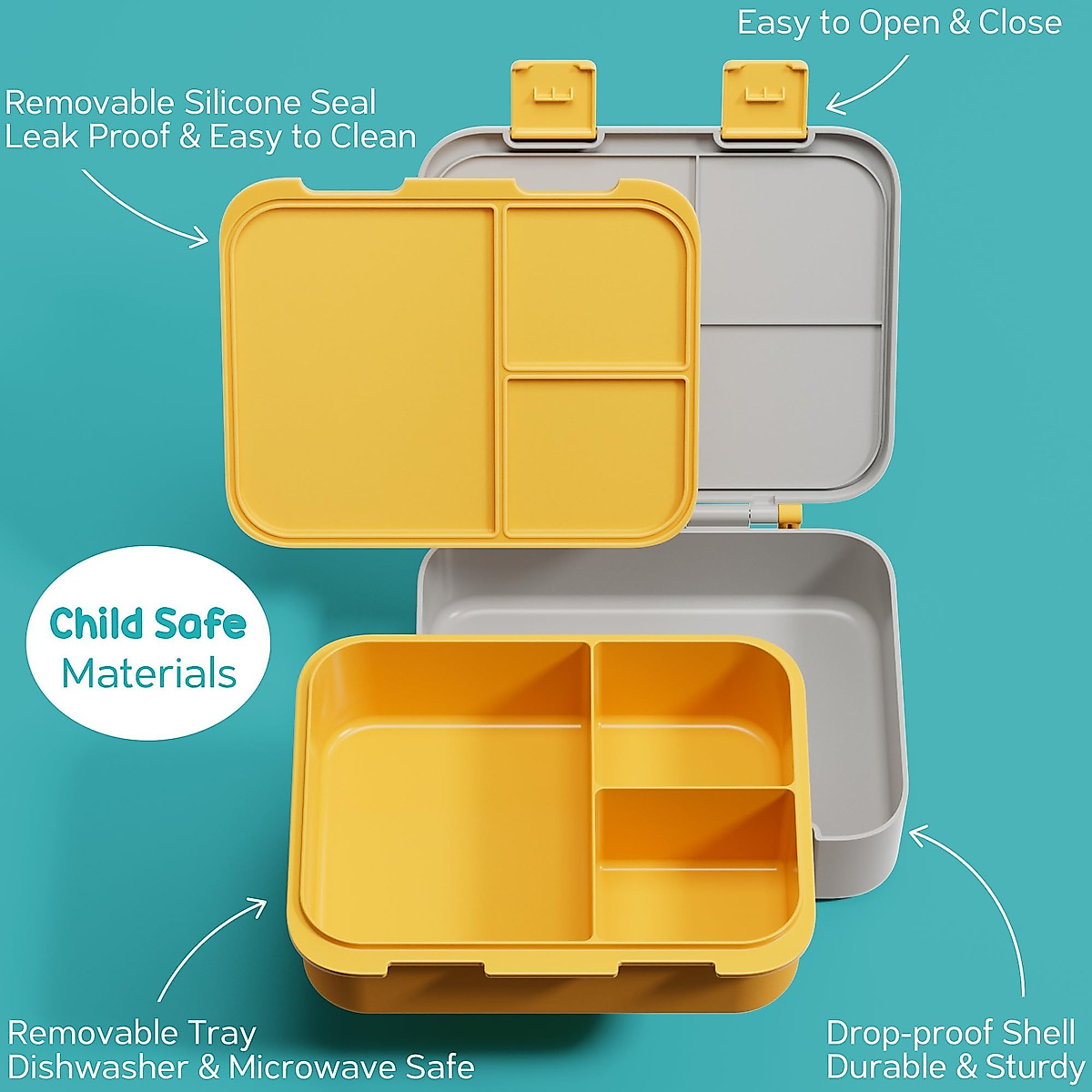 Fimibuke Kids Bento Box with Insulated Thermos Food Jar, Lunch Bag & Ice Pack Set, 3-Compartments Toddler Lunch Box, ONE-STOP Snack Lunch Container Solution for Ages 3-12 School Girls Boys - Trucks