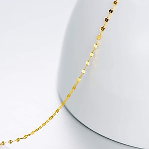 10K Solid Gold Mirror Chain Necklace, 1.8MM Dainty Yellow Gold Italian Mirror Link Chain Necklace Jewelry Gift for Women 20" (20 Inches)