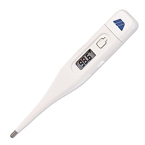 MABIS 60 Second Thermometer Kit, Dual Scale (Fahrenheit & Celsius) Digital Thermometer for Adults and Kids, Oral, Rectal, and Underarm Thermometer, Includes 5 Probe Covers, Case and Battery