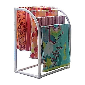 TowelMaid Original Made in The USA 5 Bar Curved Outdoor Poolside Storage Towel Rack
