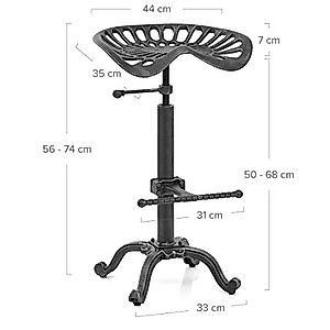 Diwhy Rustic Industrial Farmhouse Tractor Seat Counter Height Adjustable Bar Stool Cast Iron Swivel Stool Industrial bar Chair (Rust, Cast Iron)