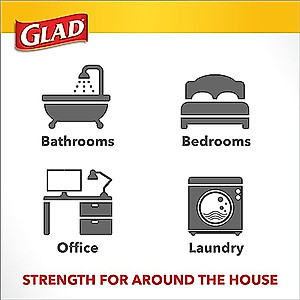 Glad Medium Drawstring Trash Bags, 8 Gallon, White, Fragrance Free, 26 Count, Pack May Vary
