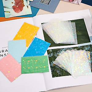 200 Pieces Double Side Holographic Card Sleeves Include 100 Pieces Broken Glass and 100 Pieces Gemstone Little Star Laser Photo Card Sleeves Kpop Photo Card Sleeves for Kpop Photo Cards, 61 x 88 mm