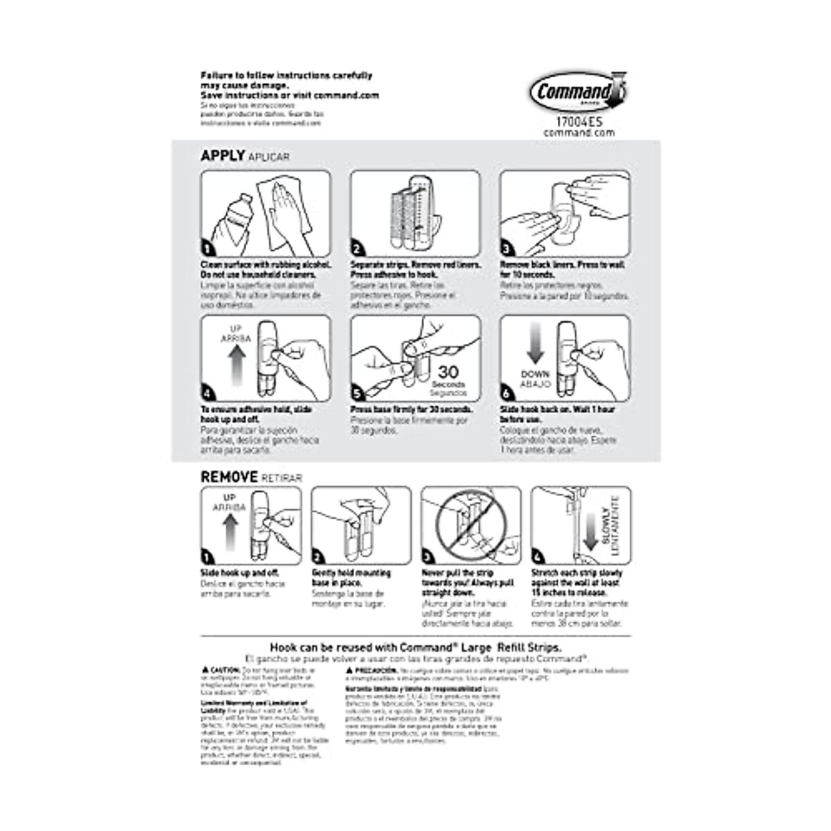 Command Jumbo Utility Hooks, Damage Free Hanging Wall Hooks with Adhesive Strips, No Tools Wall Hooks for Hanging Decorations in Living Spaces, 2 White Hooks and 4 Command Strips