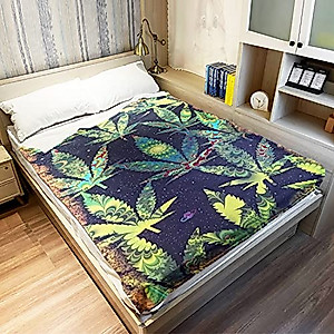 HommomH 60" x 80" Blanket Throw Comfort Warmth Soft Plush Throw for Couch A Puff in Time Weed Ganja Marijuana