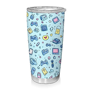 FOCIUZTA 20oz Playful Gaming Tumbler with lid, Travel Coffee Cup, Ideal for Easter, Gaming Enthusiast, Mother Day, and birthday gifts