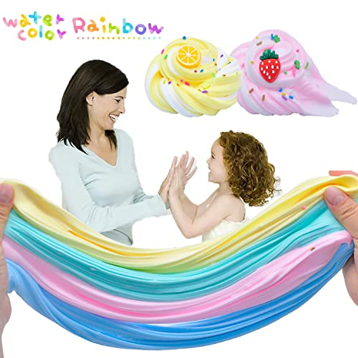 15 Pack Dual Color Slime Toy - Butter Slime with Cake Charms Included,Super Soft & Non-Sticky,Educational Stress Relief Toy,Birthday Gifts for Girl and Boys.