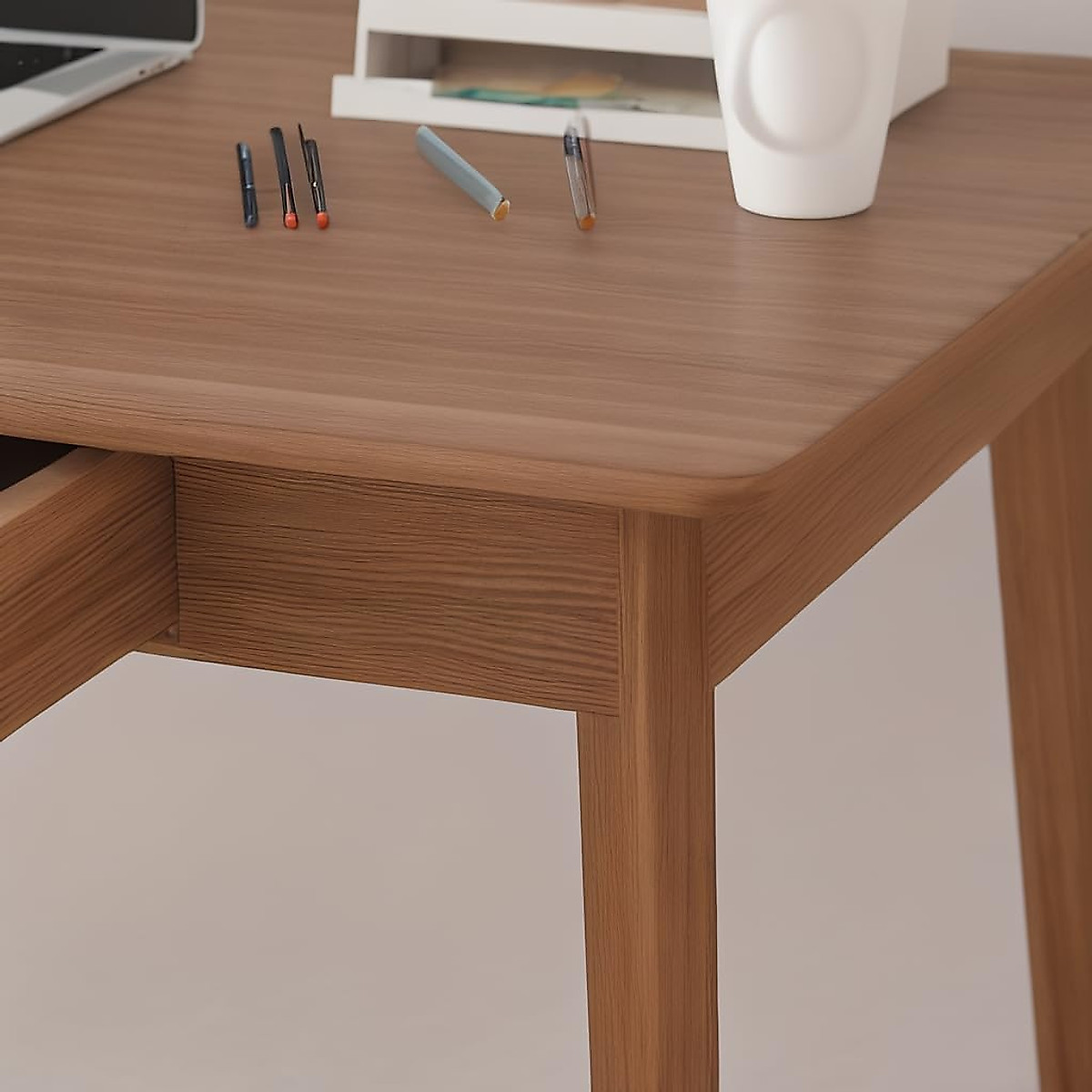 DELLMAO Writing Computer Desk Office Desk Computer Table Study Writing Desk with 2 Drawers for Home Office Modern Furniture