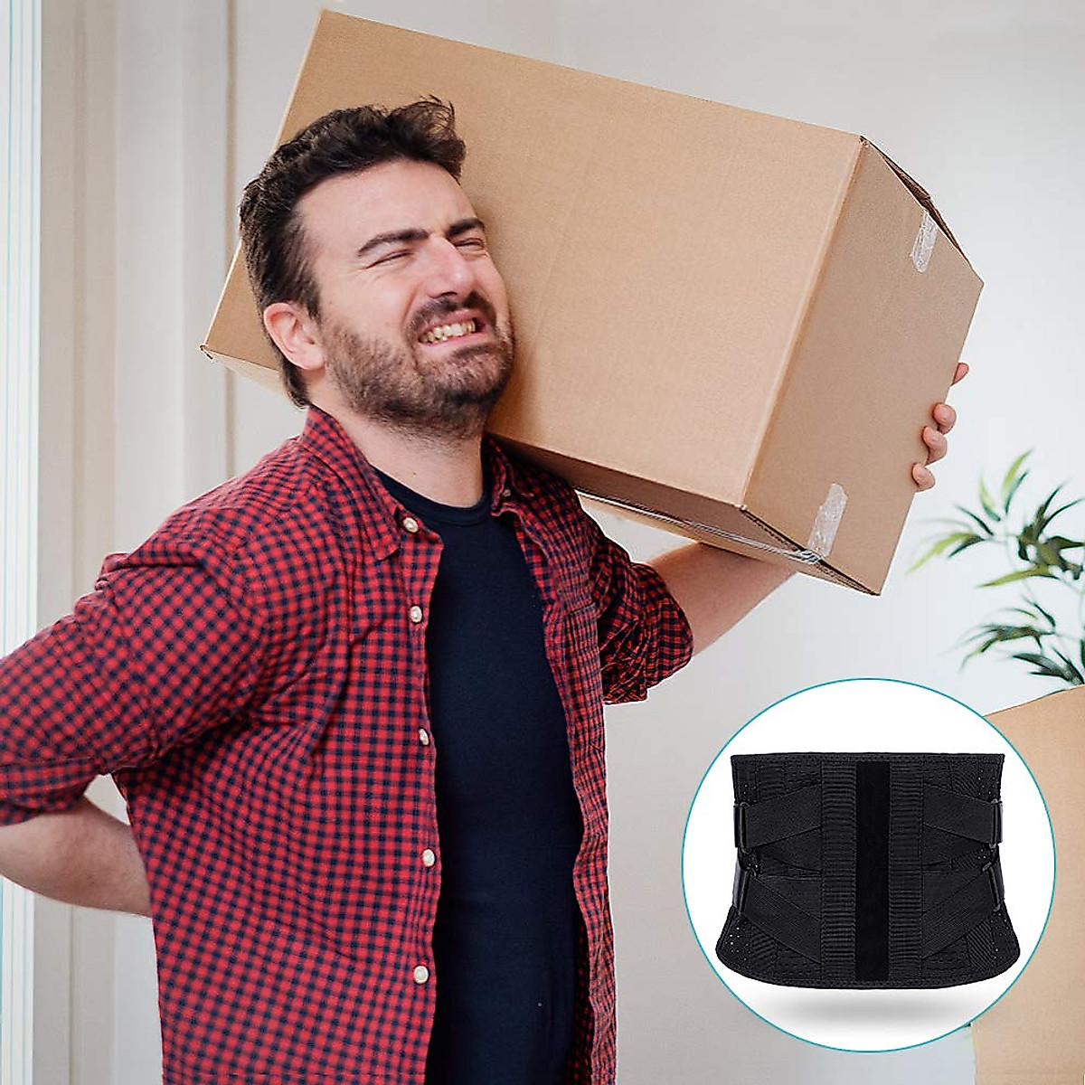 Adjustable Lumbar Belt, Waist Belt with Curved Aluminum Strips, Breathable Mesh Panels Dual Adjustable Hook and Loop Closure for Herniated Disc, Sciatica Pain Relief and Injury Prevention (Black M)