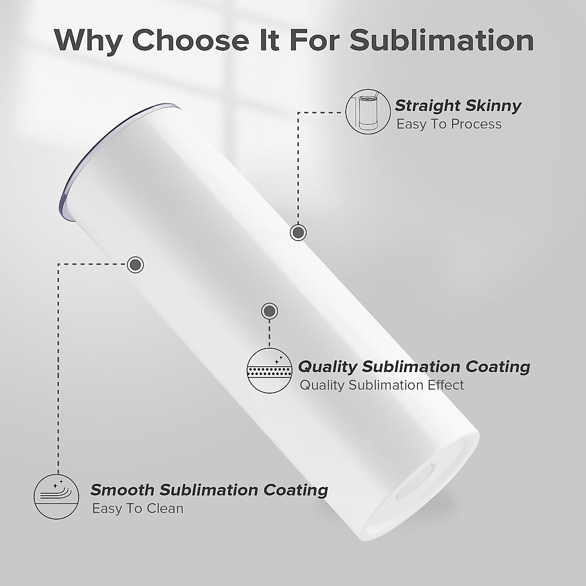 FASTSUB 30 oz Sublimation Tumbler Blank Bulk Cups Straight Skinny Stainless Steel Double Wall Vacuum Insulated with Lids and Straws Brush Silicone Coaster Ribbon for Tumbler Heat Press White 12 Pack