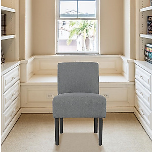 PayLessHere Living Room Chairs,Modern Armless Accent Chairs with Solid Wood Legs, Slipper Chair Makeup Vanity Chair Fabric Comfy Upholstered Arm Chair Accent Chair Side Chair for Living Room, Grey