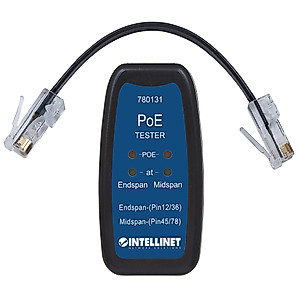 Intellinet RJ45 Poe+ Ethernet Tester – Cat6 Network Cable Checker for LAN Internet Ports, Tests Endspan Midspan Power, Detects IEEE802.3af and IEEE802.3at – 3 Yr Mfg Warranty - 780131