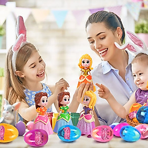 Dodosky Easter Basket Stuffers for Kids Toddler, 4 Pack Princess Deformation Easter Eggs with Toys Inside Easter Toys Easter Basket Stuffers Filler Gifts Easter Basket Toys - Easter Gifts for Girls