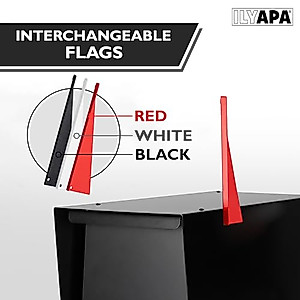 Ilyapa Modern Design Mailbox, Ready to Post Mount - All Black Powder Coated Steel Heavy Duty Curbside Welded Mailbox, All Weather Durable, Corrosion Resistant, Stainless Steel Hinges and Magnetic Door