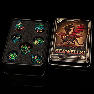 KERWELLSI Resin DND Dice Set D&D, Dungeons and Dragons Dice with Box, 7 Piece Polyhedral Role Playing Dice, Sharp Edge RPG D and D Dice D20 D12 D10 D8 D6 D4