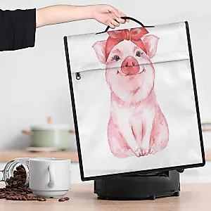 DXTKWL Cute Animal Pig Pink Coffee Maker Cover Dust protection, Coffee Machine Cover with Pockets and Top Handle， Easy Clean 14.6 * 11.2 * 17inch