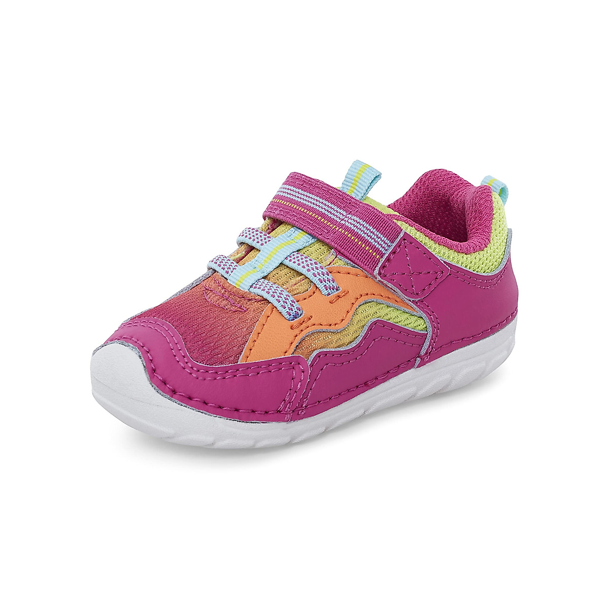 Stride Rite Baby Girls Soft Motion Kylo Athletic Sneaker, Pink/Neon, 3 Infant