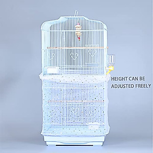 Bai You Mei Birdcage Cover Bird Cage Mesh Net Cover Adjustable Seed Feather Catcher Nylon Mesh Parrot Cage Skirt Round Square Cages- White