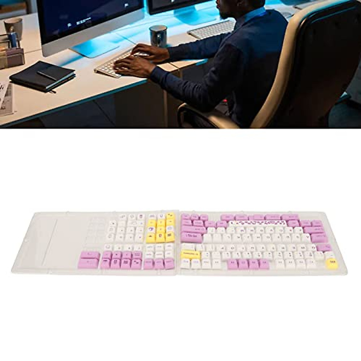 130 Keys Keycap, XDA Heat Sublimation Clear Handwriting PBT Keycap Set for 84 87 96 98 100 104 108 Keys Mechanical Keyboard Switch US Layout Mechanical Gaming Keyboard