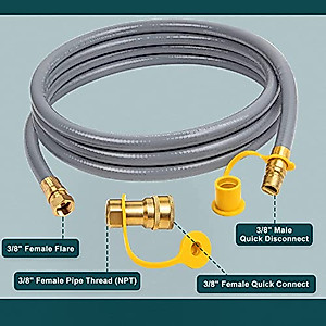 GASPRO 3/8" ID Natural Gas Hose, Low Pressure LPG Hose with Quick Connect, for Weber, Char-broil, Pizza Oven, Patio Heater and More, 12-Foot