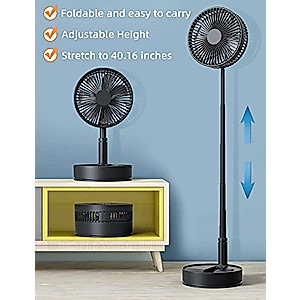 Koonie 8-Inch Foldaway Oscillating Fan with Remote Control, 7200mAh Rechargeable Battery Operated Pedestal Fan for Bedroom, Timer, 4 Speed, Fast Charging Portable Table Fan for Camping, Outdoor, Room